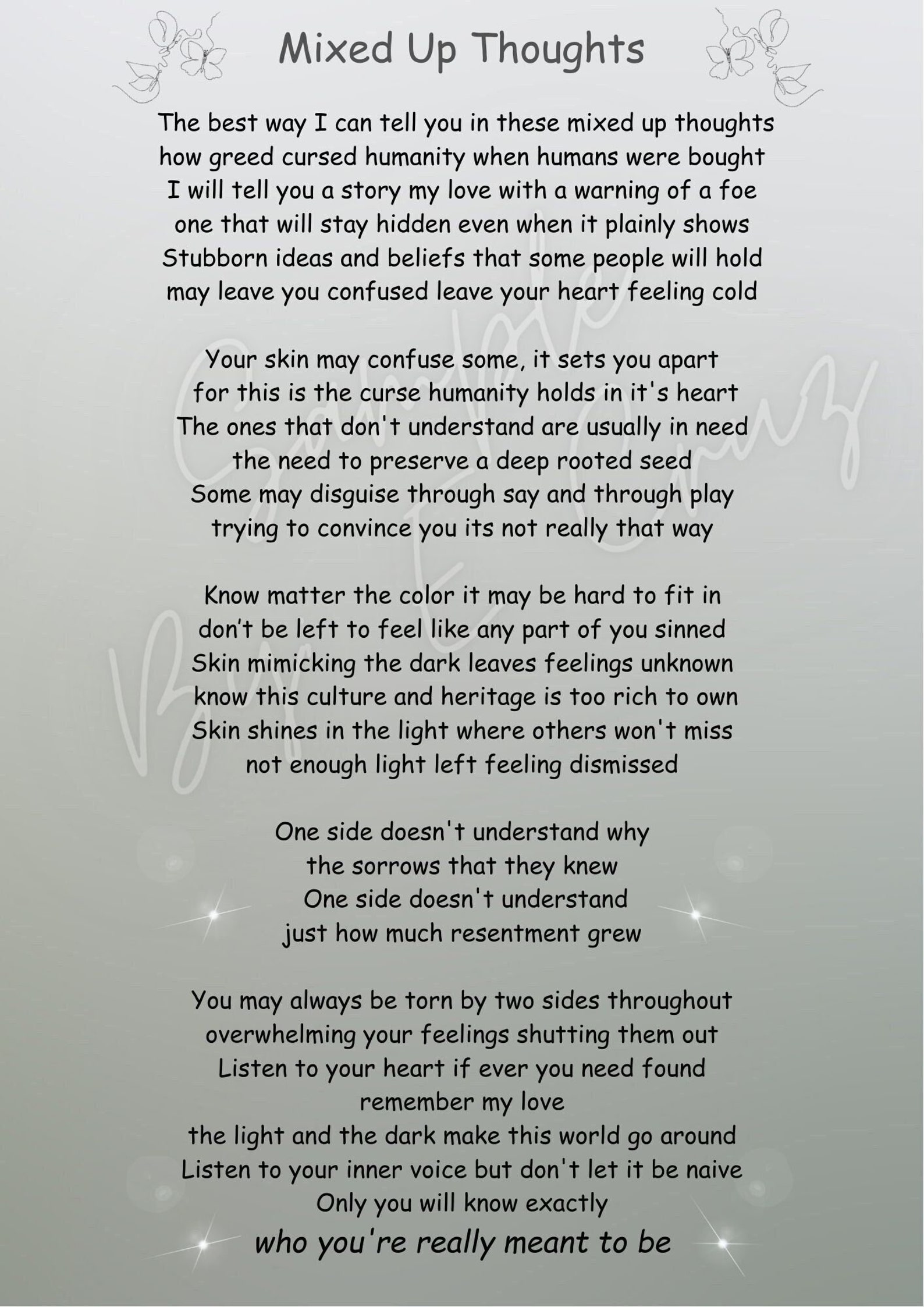 Mixed up Thoughts Printable Poem Wall Art **digital Download** - Etsy