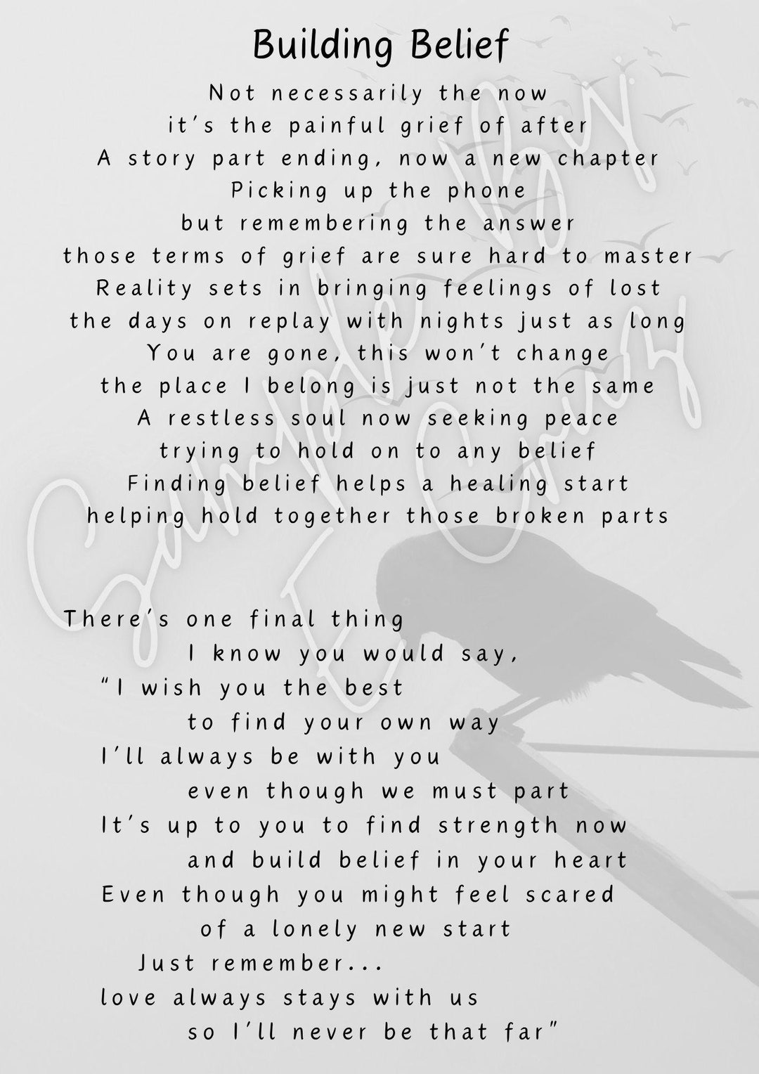 Building Belief Poem Sympathy Memorials Funerals Grief **instant ...