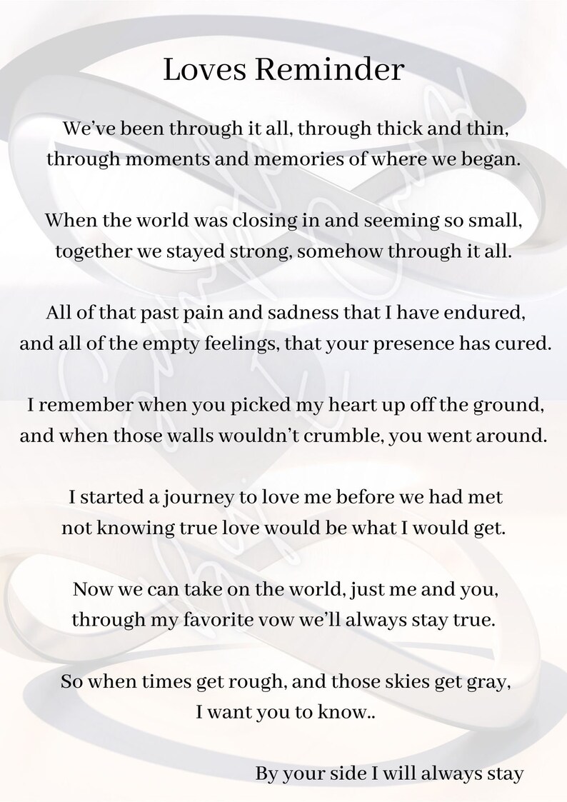 Infinite True Love Reminder Wedding Anniversary Gift Poem **digital ...
