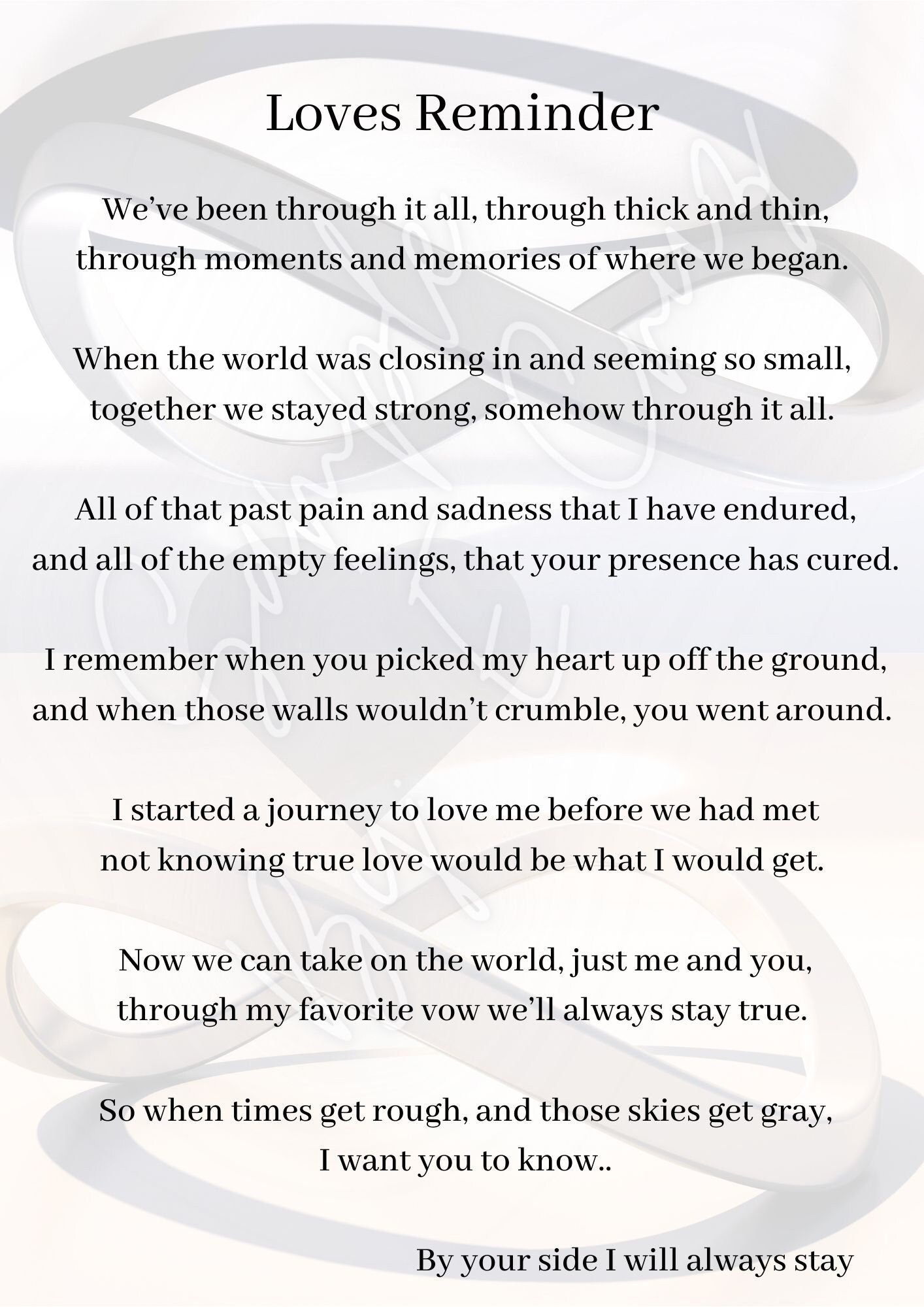 Infinite True Love Reminder Wedding Anniversary Gift Poem **digital ...