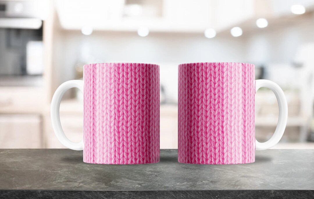 Pink Wool Mug Design, Mug Wraps, 11-15oz Mugs, Sublimation Designs, Mug ...