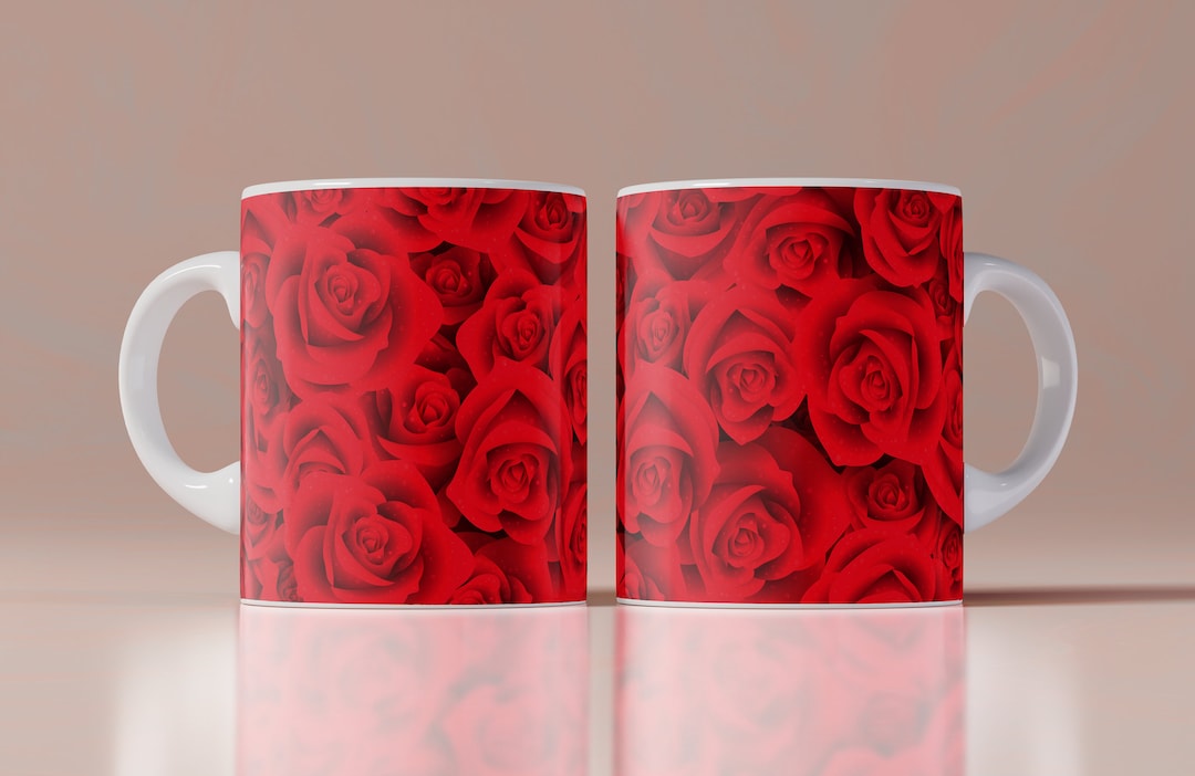 Rose Pattern Mug Design, Mug Wraps, 11-15oz Mugs, Sublimation Designs ...