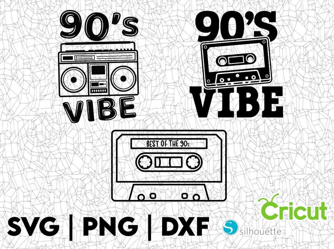 90s Vibes SVG Design, PNG DXF, Great for T-shirts, Hats, Stickers ...