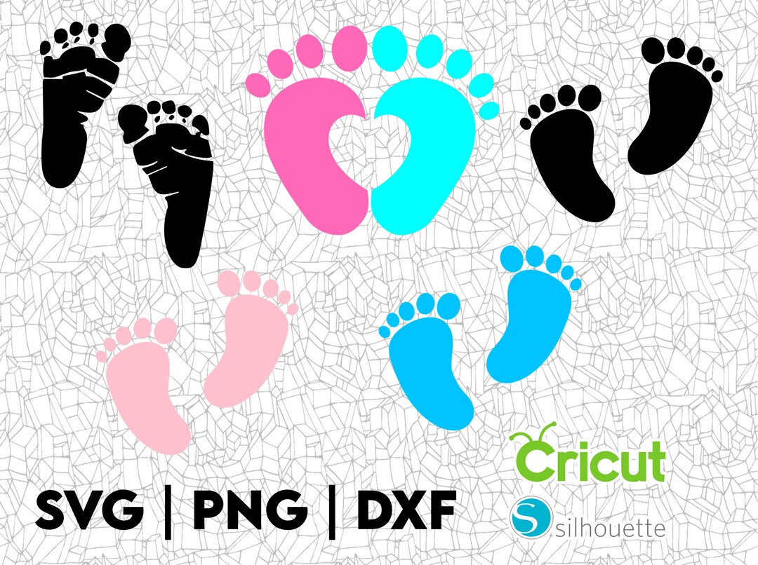Baby Feet SVG Design, PNG DXF, Great for T-shirts, Hats, Stickers ...
