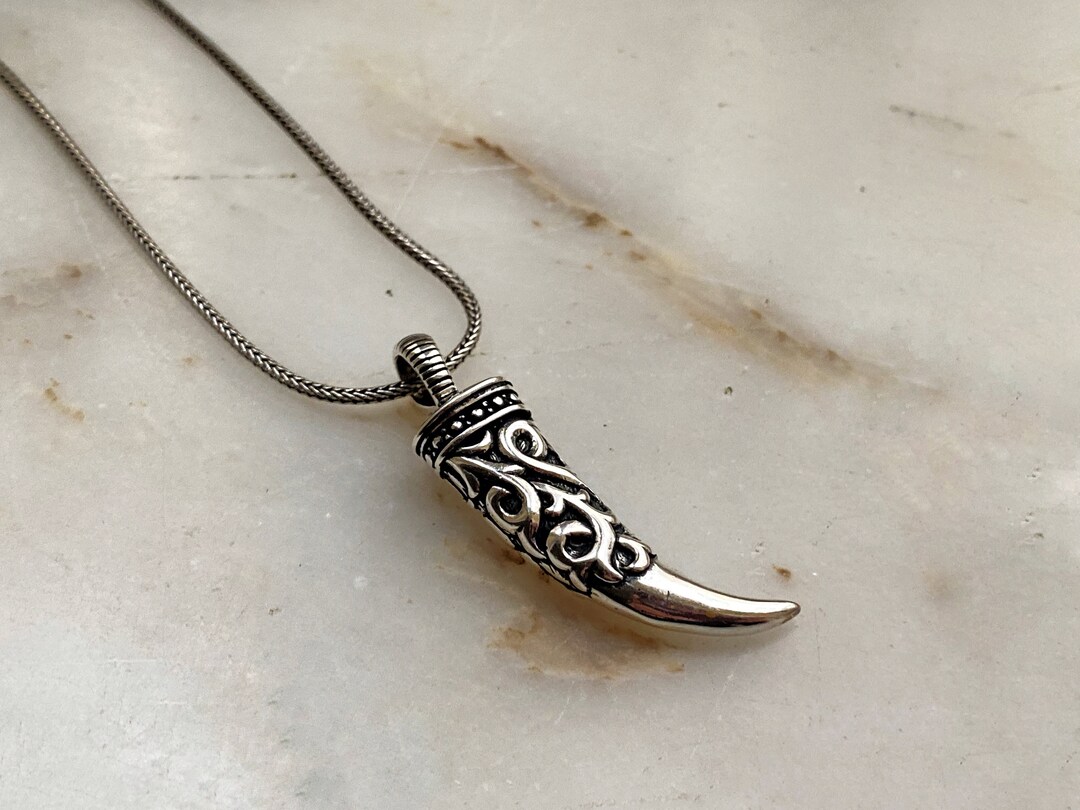 Silver Wolf Teeth Pendant, Wolf Teeth Necklace, Viking Necklace, Norse ...