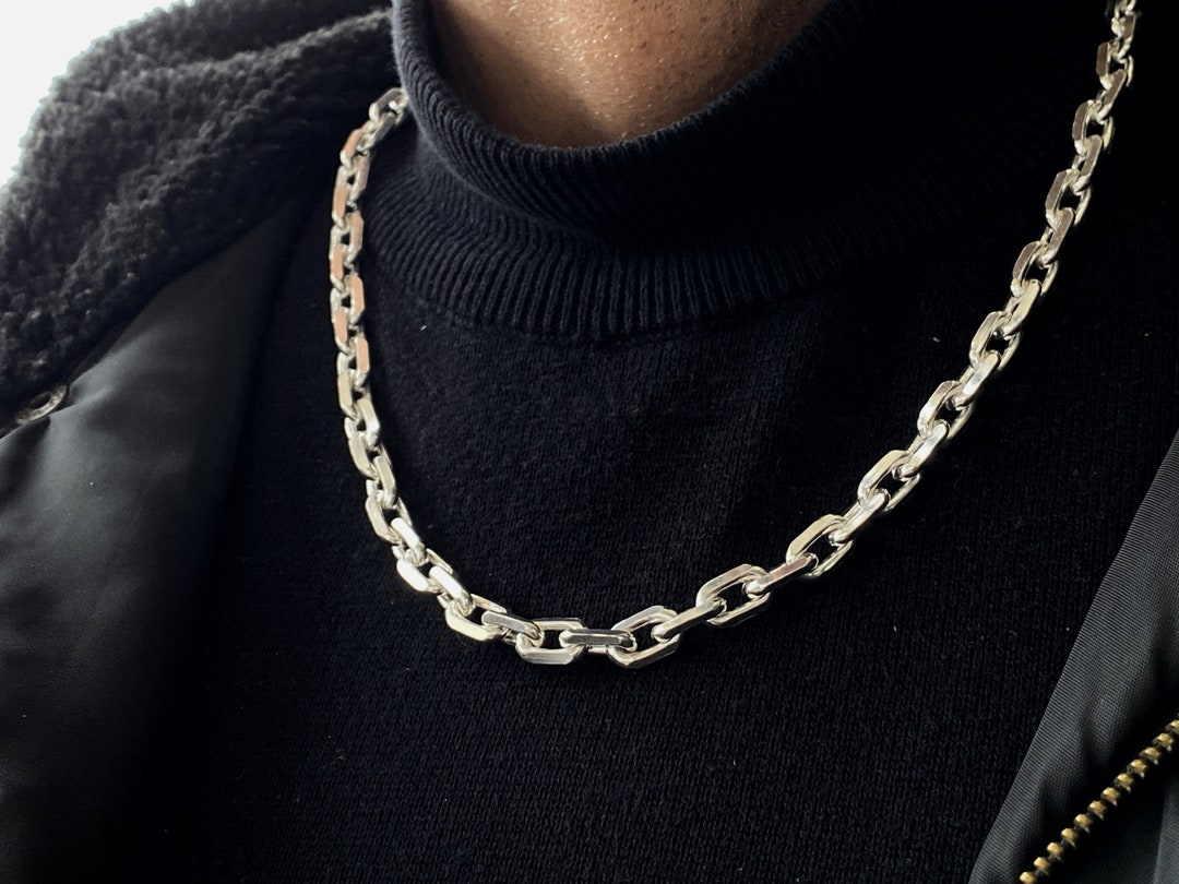 Italian Anchor Chain Necklace, Silver Men Chain Necklace, Cable Chain ...