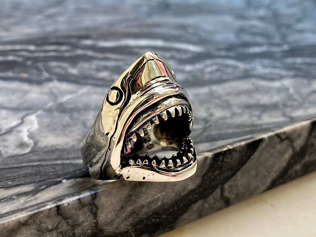 Shark Ring Men Sterling Silver Signet Ring Animal Ring Wild - Etsy