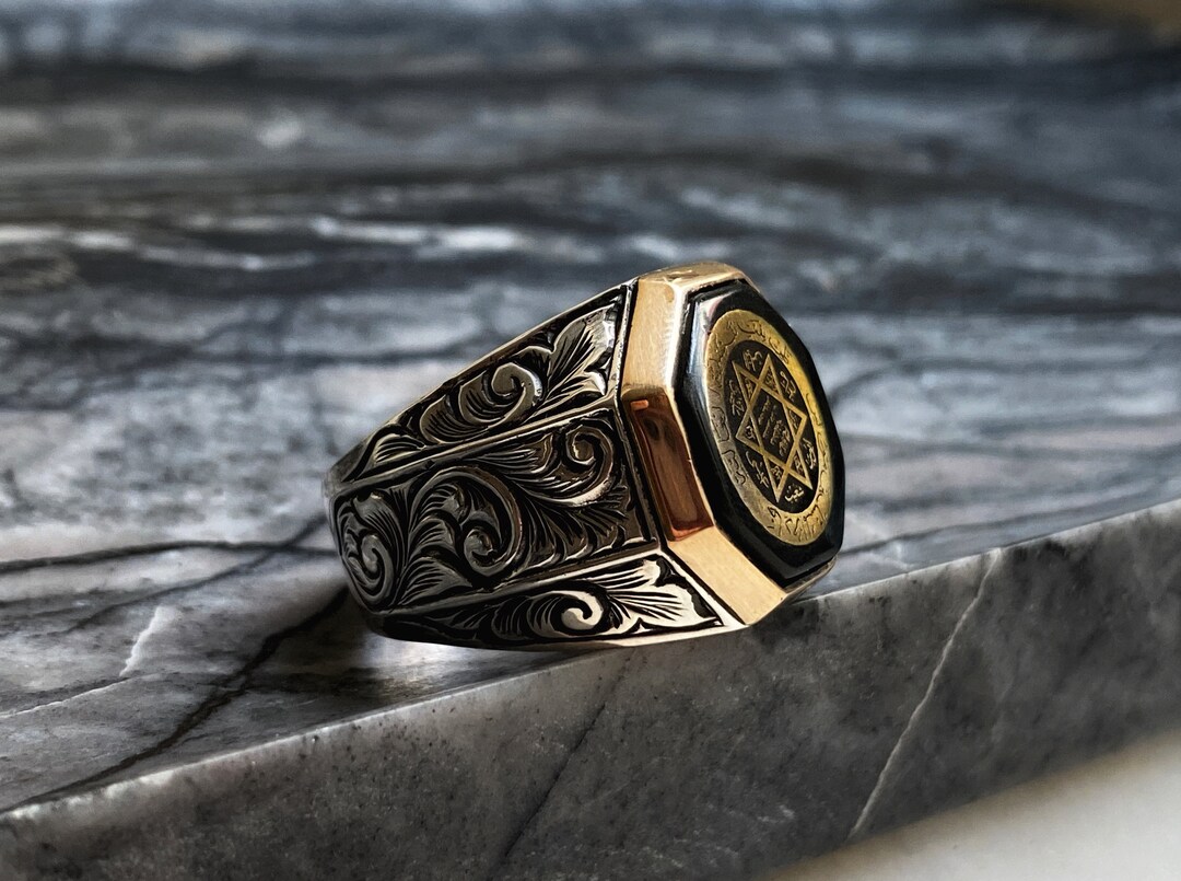 Star of David Ring, Seal of Solomon Ring, Pentagram Ring, Mens Ring ...