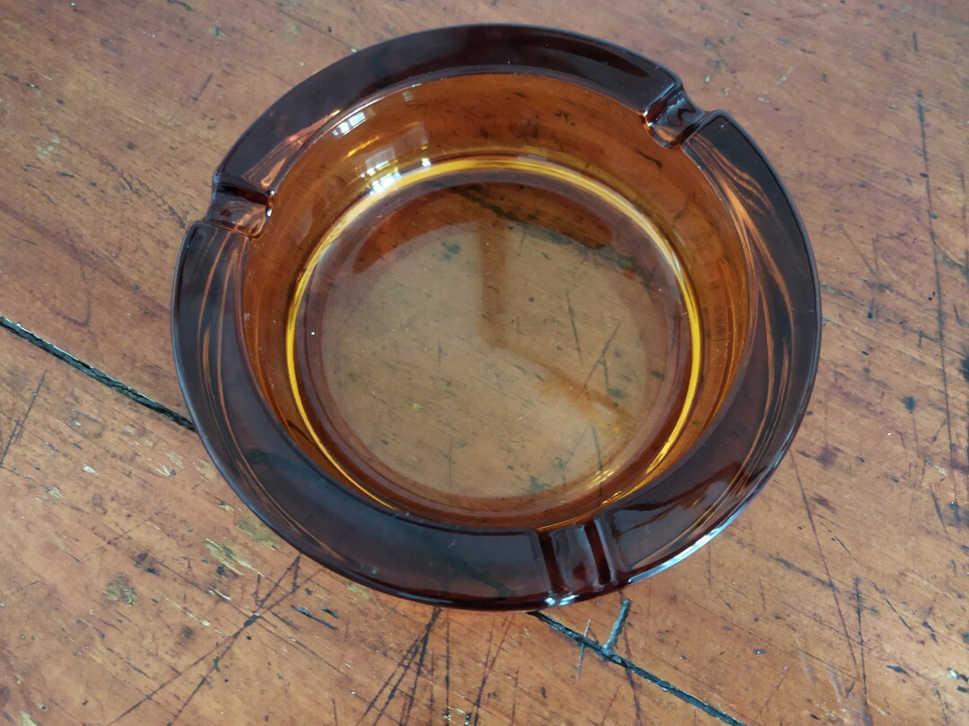 Ashtray Amber Colored Glass Made in Italy - Etsy