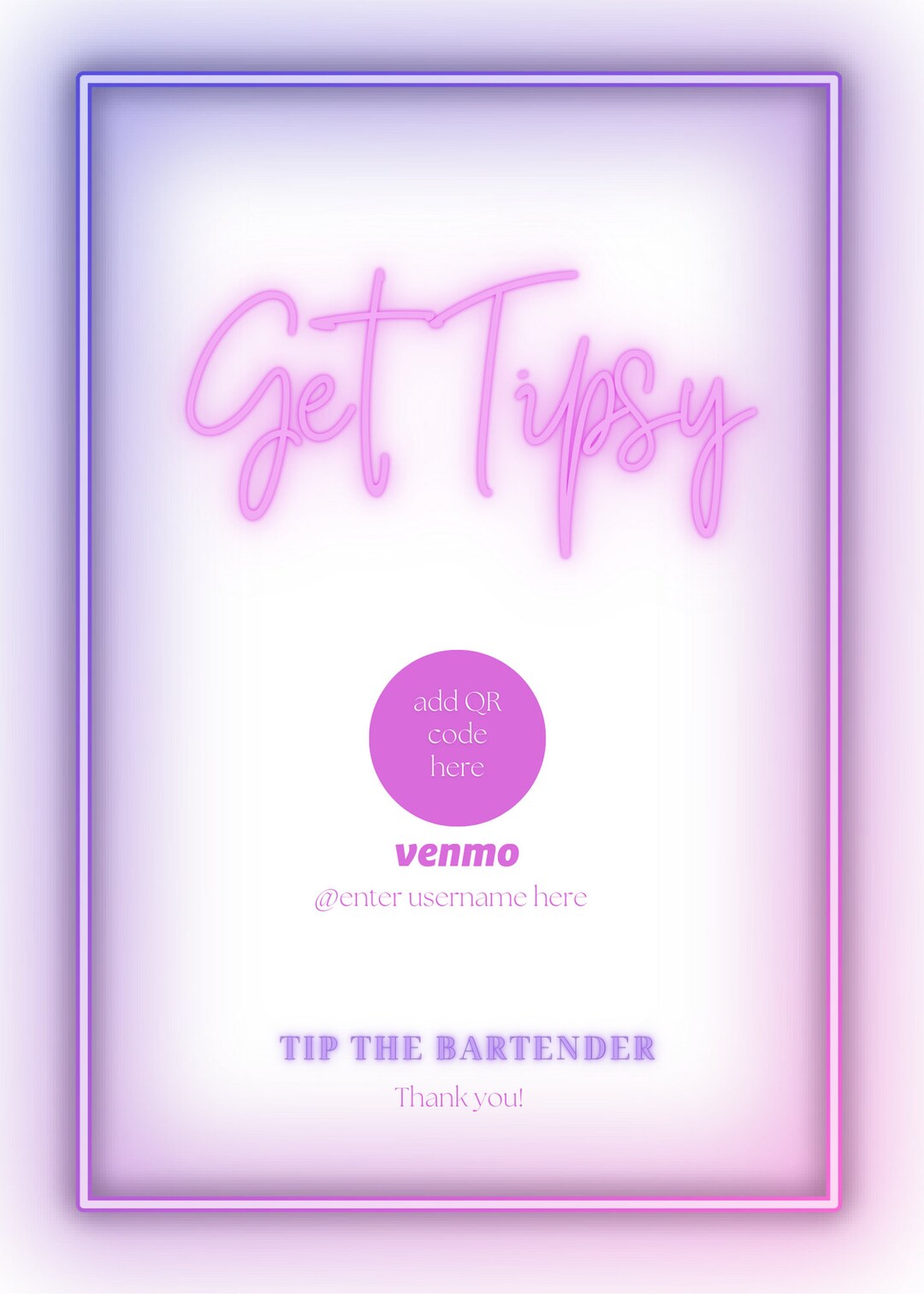 Neon Tipping Sign Template Instant Download Wedding Tipping - Etsy