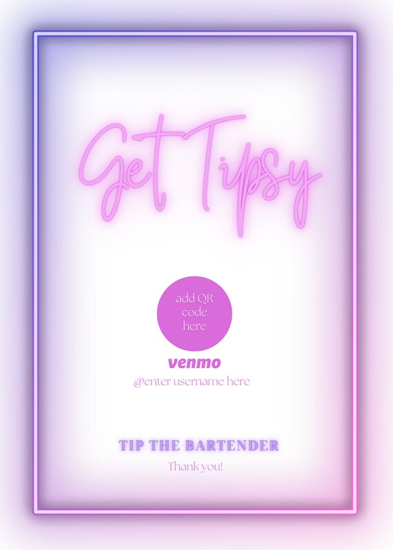 Neon Tipping Sign Template Instant Download Wedding Tipping - Etsy