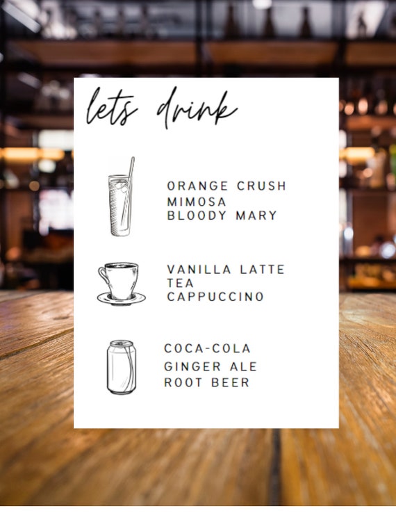 Simple Bar Menu With Drink Icons - Etsy