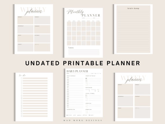 UNDATED Daily / Weekly / Monthly Printable Planner - Etsy