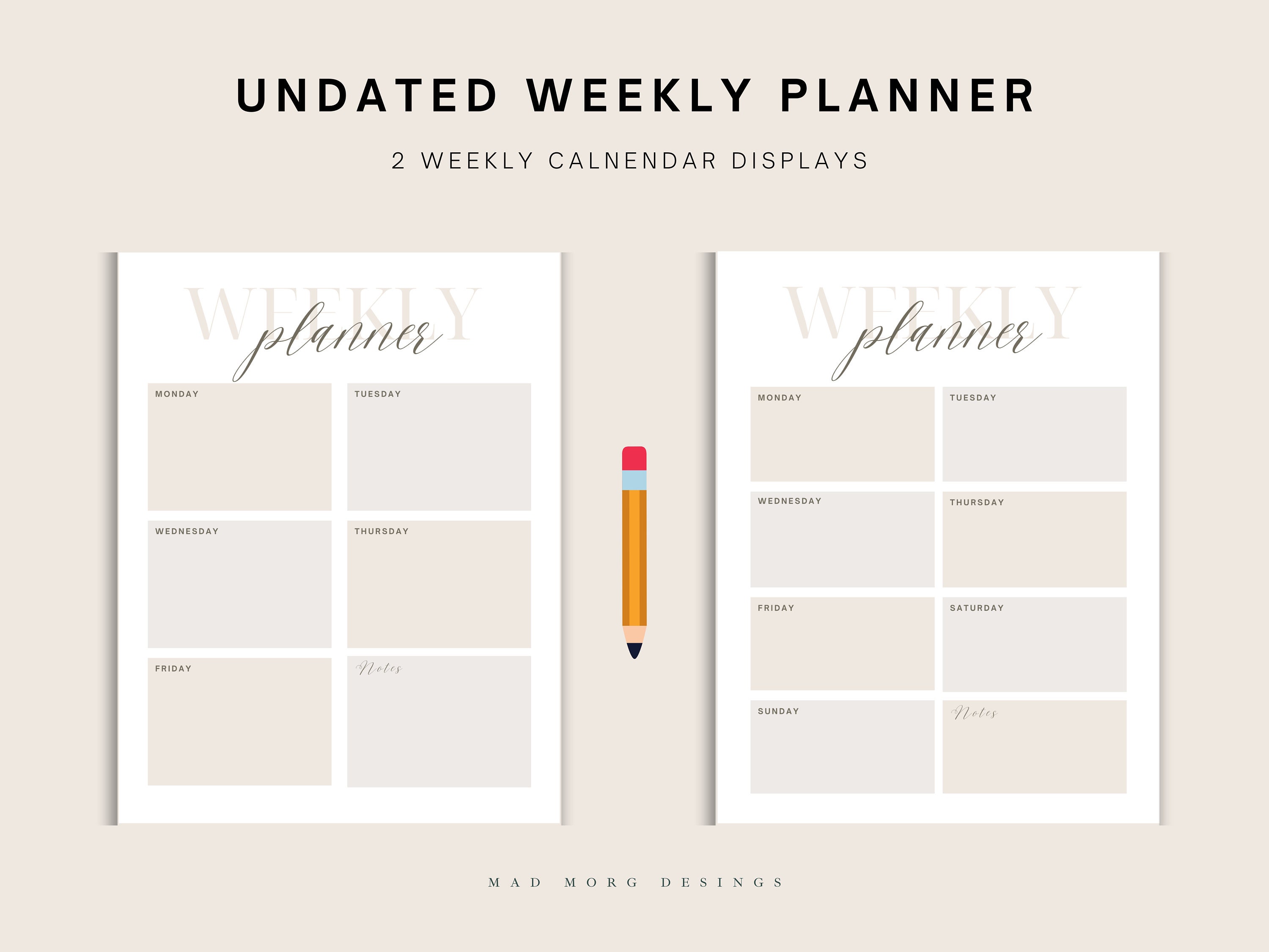 UNDATED Daily / Weekly / Monthly Printable Planner - Etsy