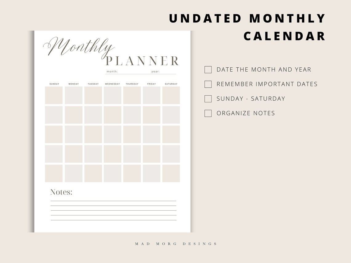 UNDATED Daily / Weekly / Monthly Printable Planner - Etsy