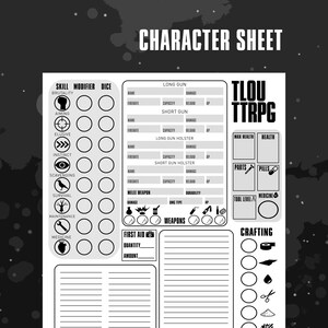 TLOU TTRPG Character Sheets Pack - Etsy