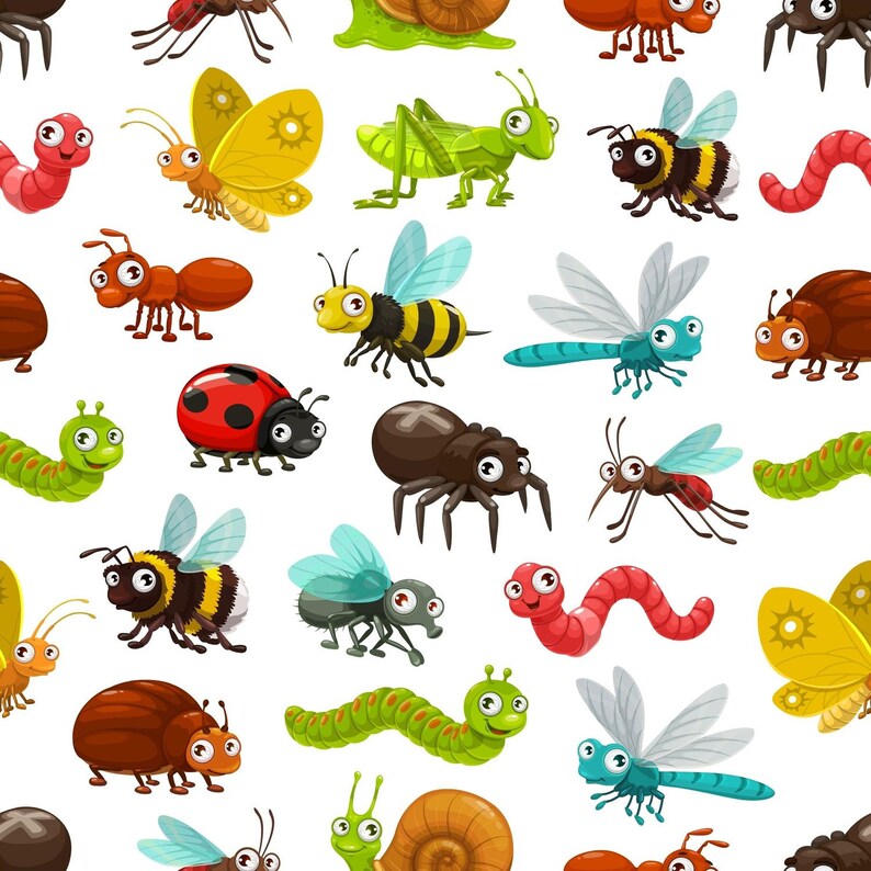 Cute Bugs and Insects Clip Art Bugs Series Digital Paper Background - Etsy