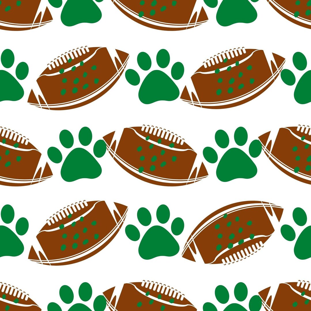 Football With Green Paw Print Football and Paw Print Series Digital ...