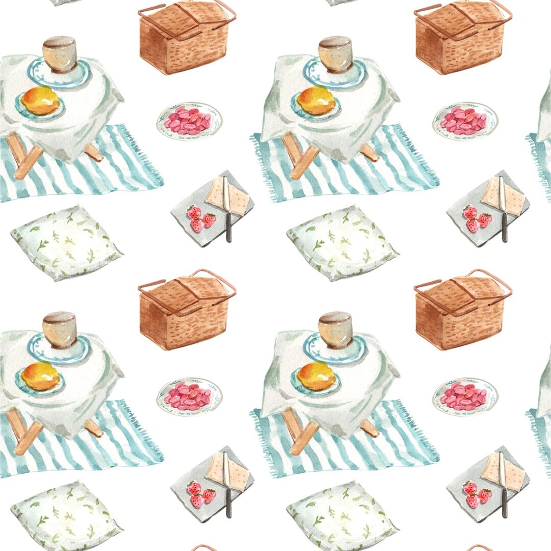 Watercolor Picnic Background Digital Paper Stationary - Etsy