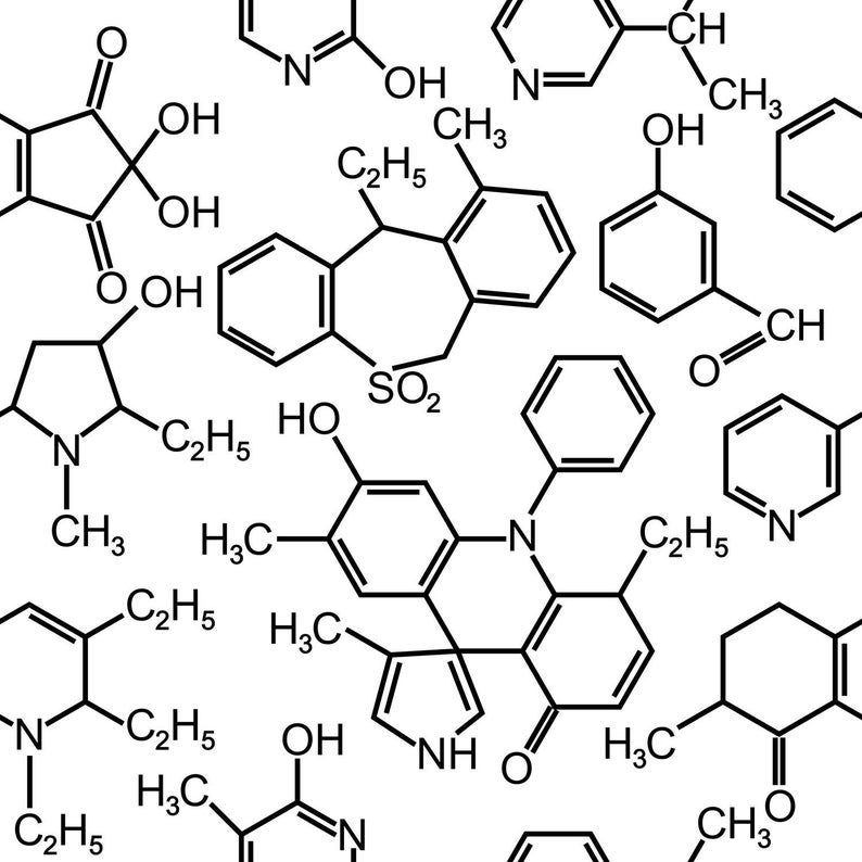 Chemical Structure Black and White Series Digital Paper - Etsy