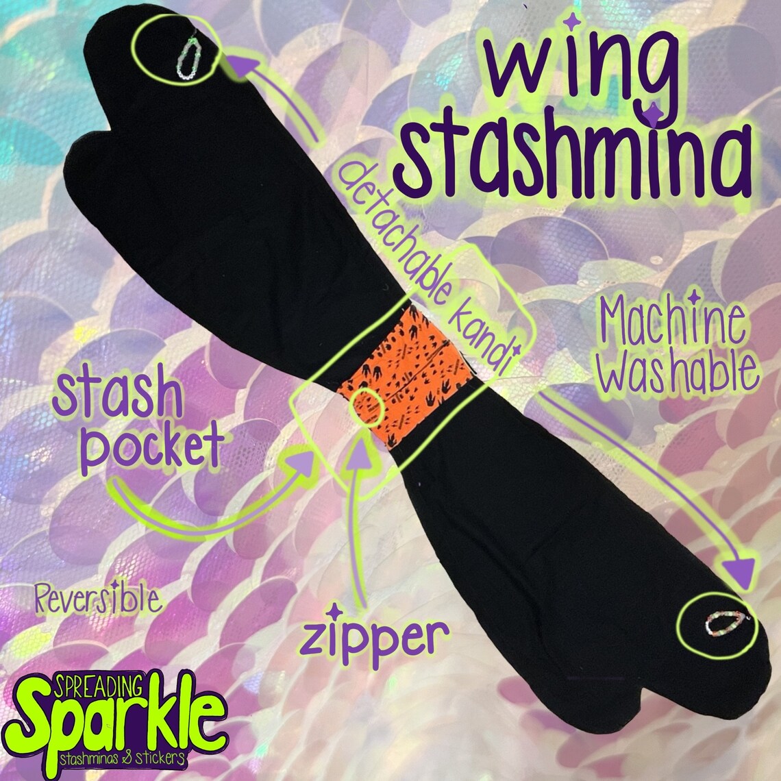 Dinosaur Track Print Handmade Festival Rave Wing Pashmina With Stash ...