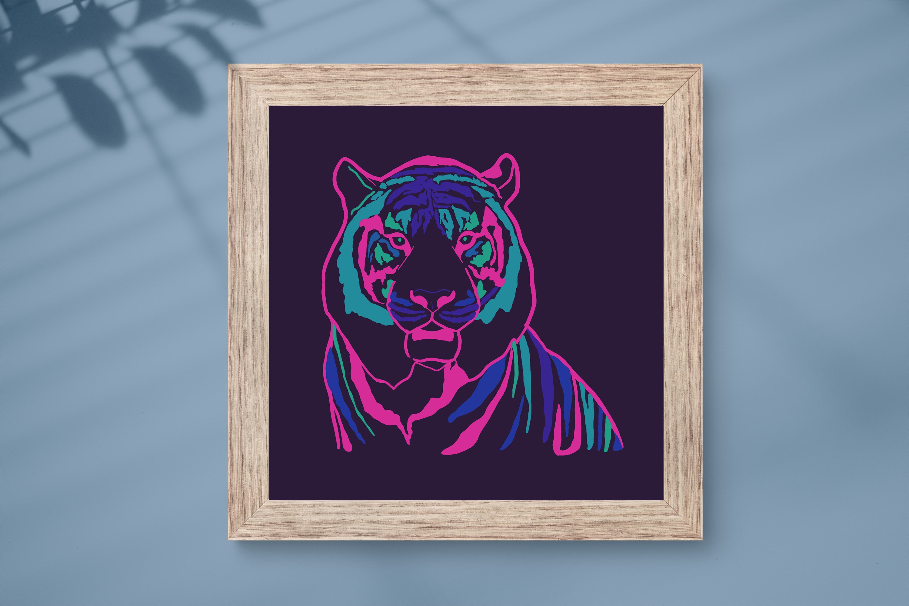 Purple Neon Tiger Digital Download, Printable Artwork, Original Art ...
