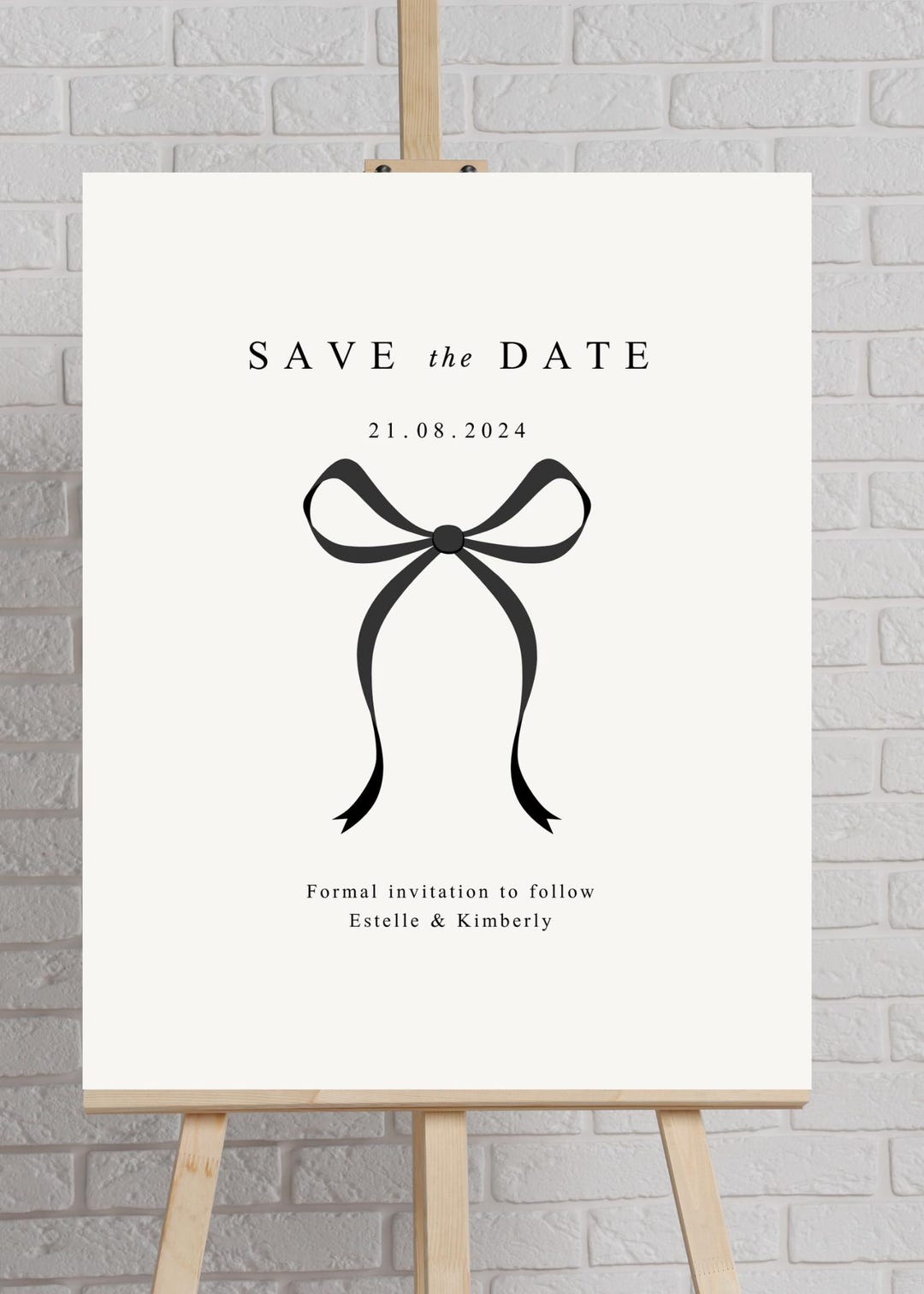 Minimalist Bow Save the Date Template | Elegant Black & White Wedding ...