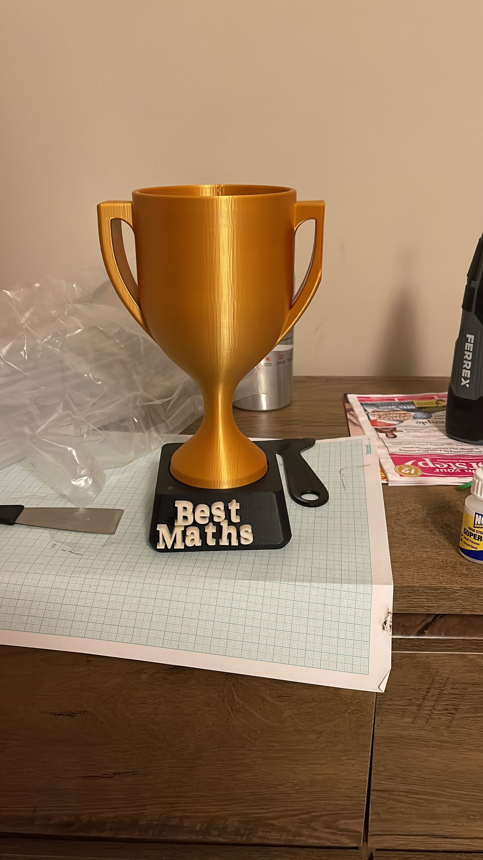 3D Printed Trophy Customizable 24cm Tall large Trophy Cup and - Etsy