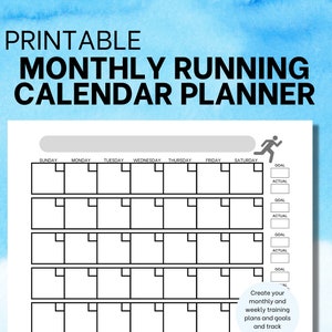 Runner's Monthly Calendar | Printable Running Planner | Printable ...