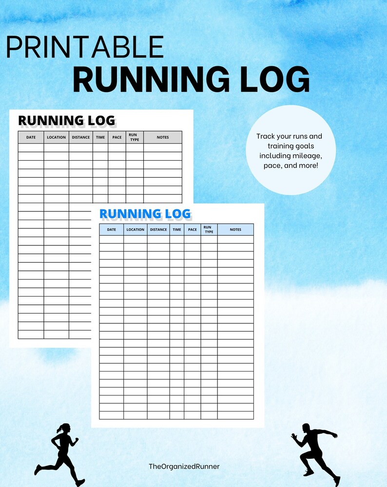 Runner's Log | Printable Running Log | Printable Running Workout ...