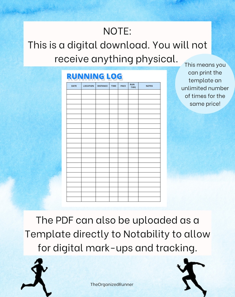 Runner's Log | Printable Running Log | Printable Running Workout ...