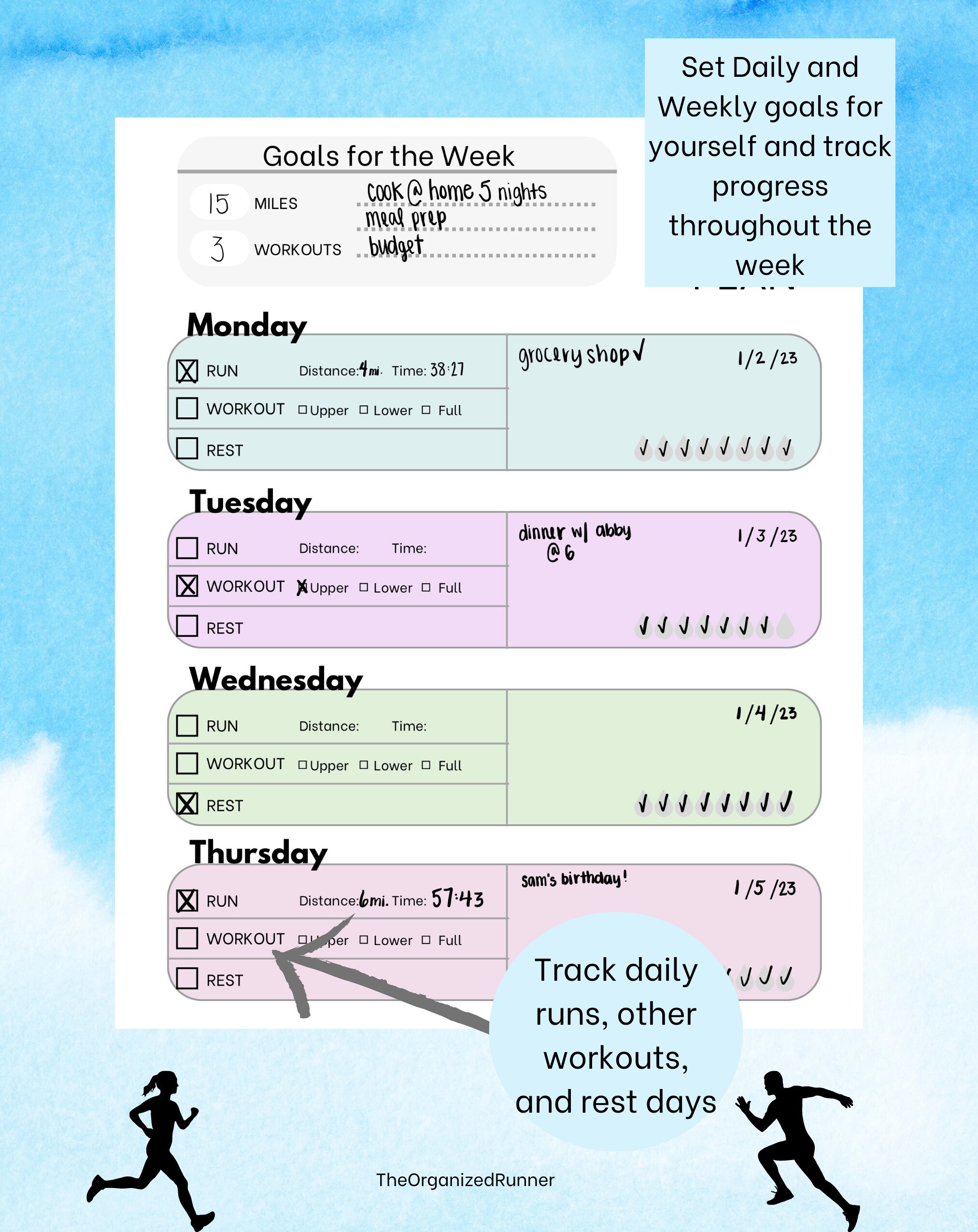 Runner's Weekly Planner Printable Running Planner - Etsy
