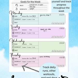 Runner's Weekly Planner | Printable Running Planner | Printable Running ...