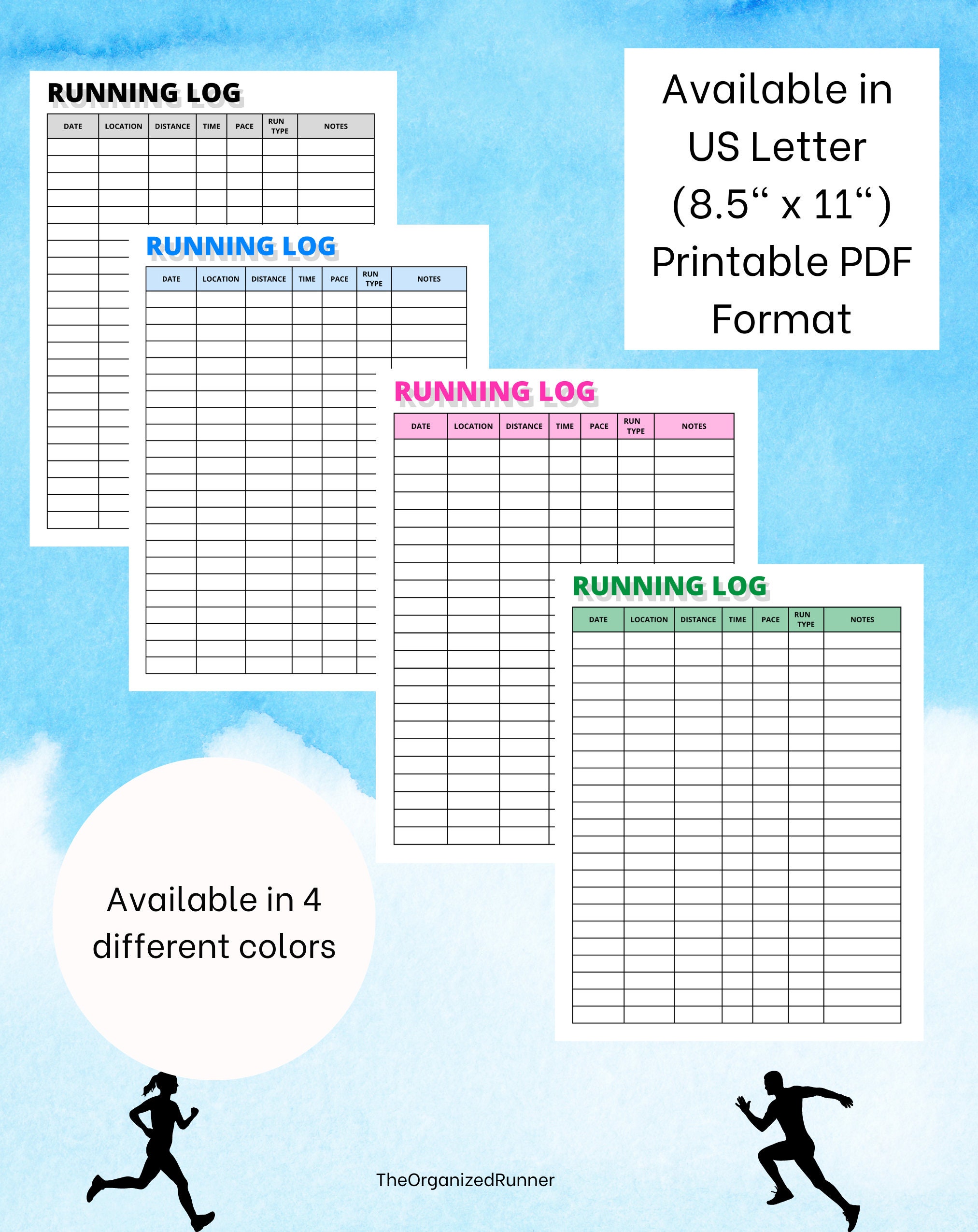 Runner's Log | Printable Running Log | Printable Running Workout ...