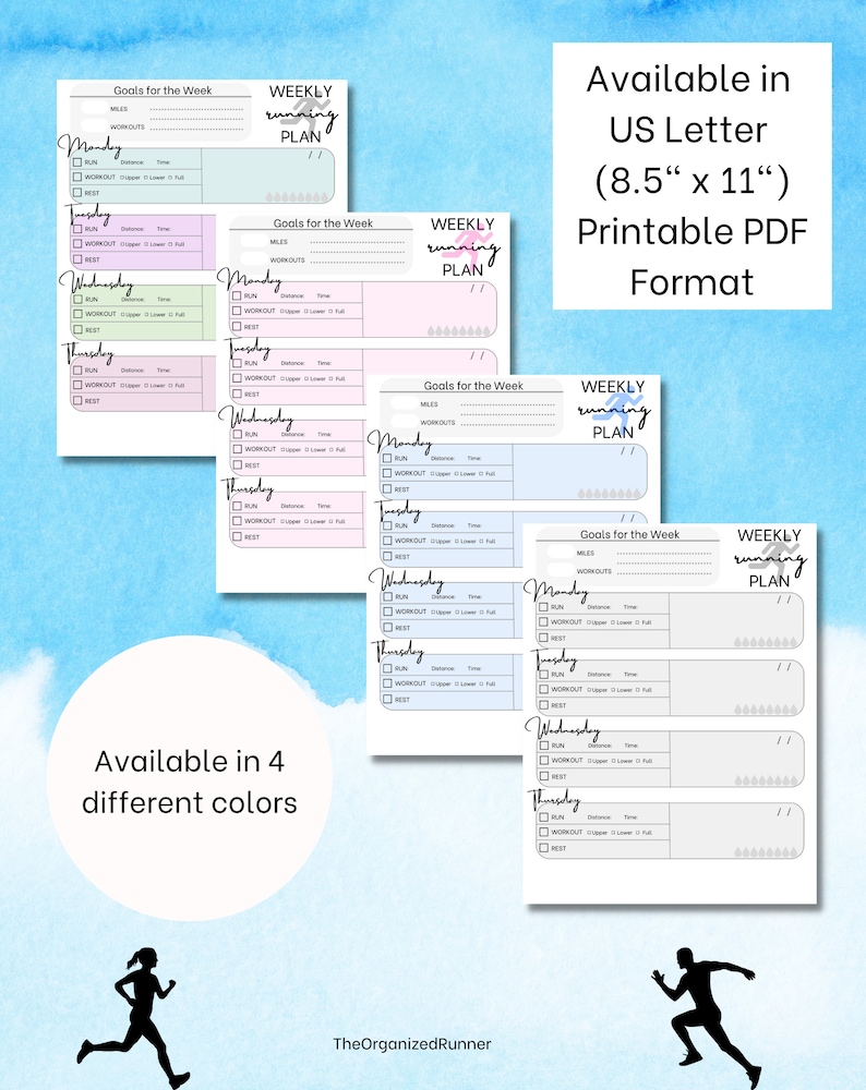 Runner's Weekly Planner | Printable Running Planner | Printable Running ...