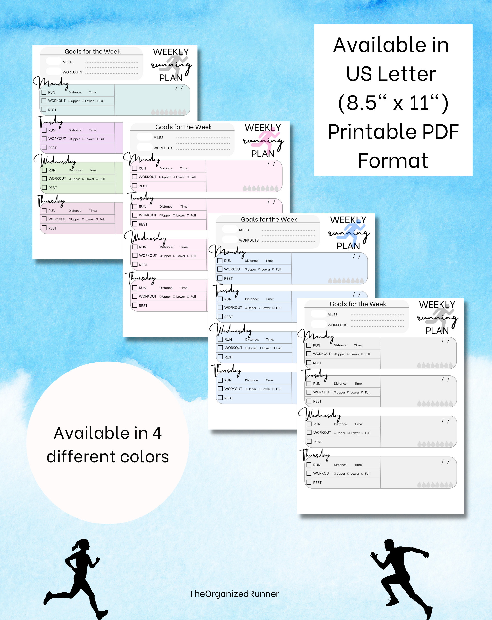 Runner's Weekly Planner | Printable Running Planner | Printable Running ...