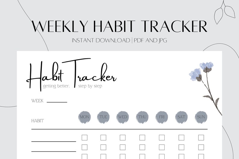 Printable Weekly Habit Tracker Tracker for Habits Ultimate Habit ...