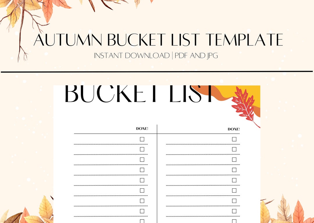 Fall Bucket List Template: Create Unforgettable Autumn - Etsy
