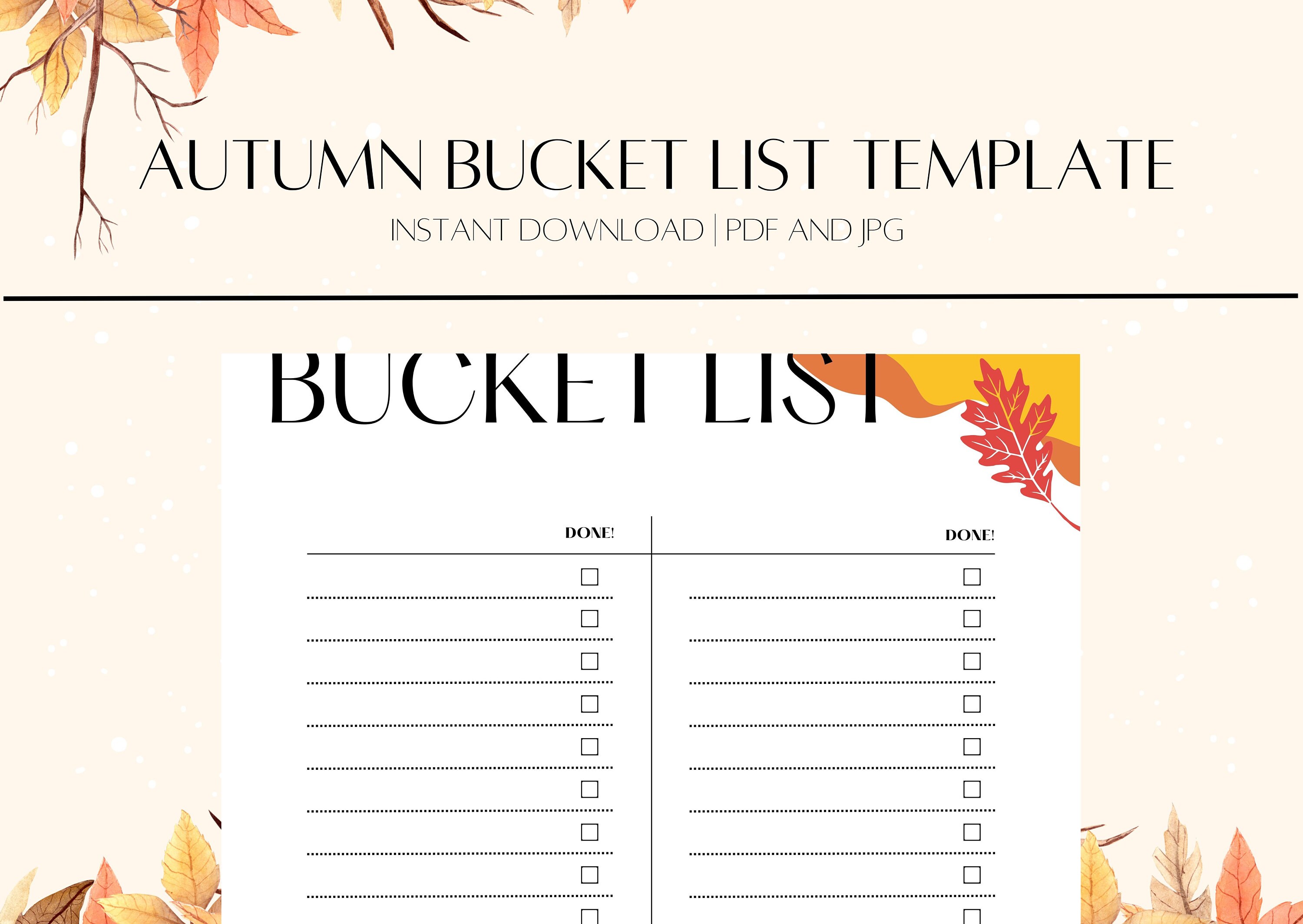 Fall Bucket List Template: Create Unforgettable Autumn - Etsy