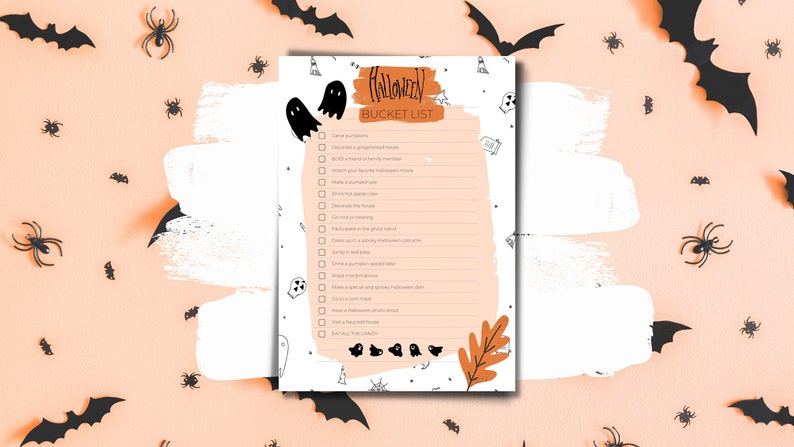 Spooky Halloween Digital BUCKET LIST | Printable Fall Bucket List ...