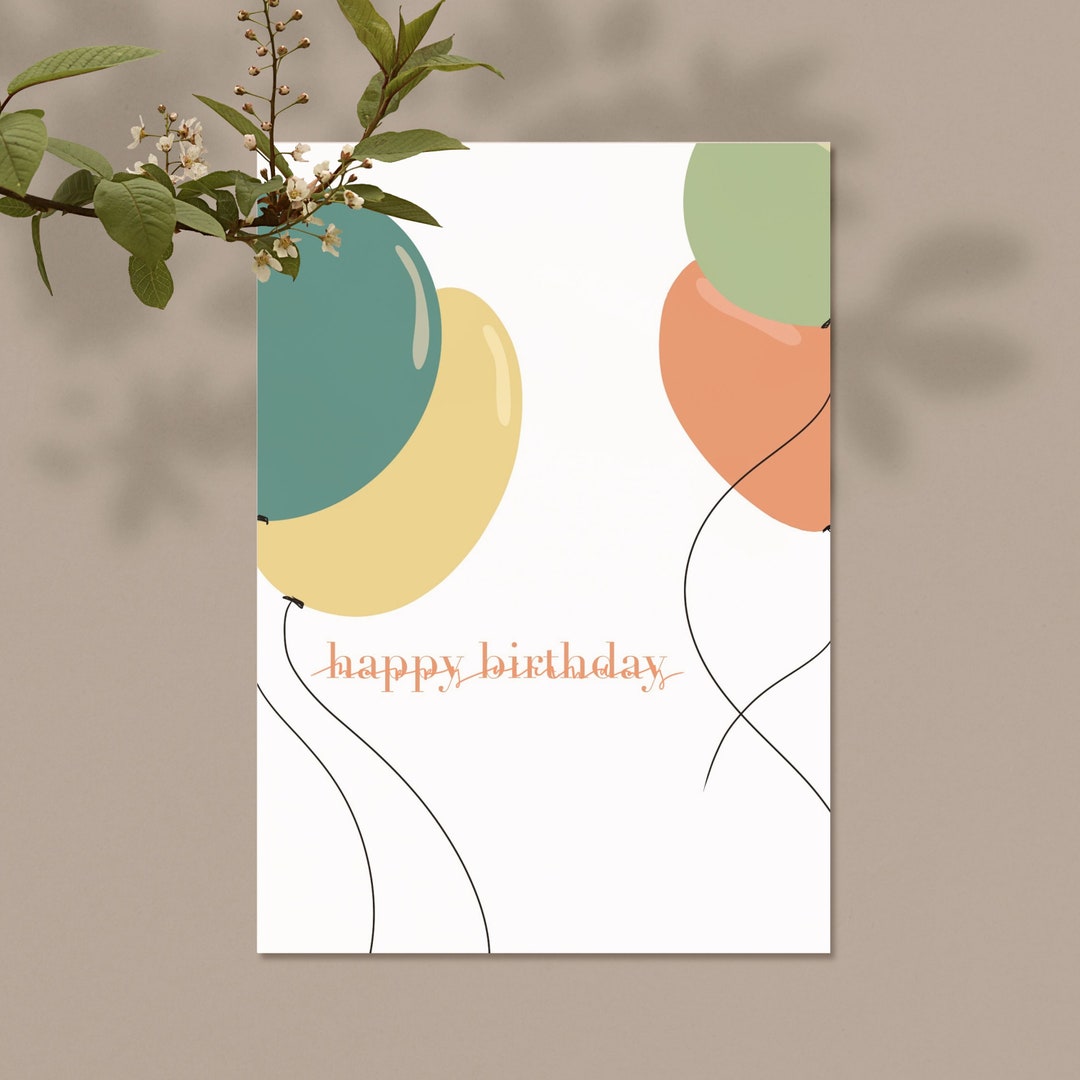 Downloadable Happy Birthday Card | Happy Birthday Balloon Card ...