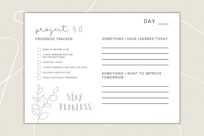 Minimalistic Project 50 Tracker | Project 50 Challenge | digital ...