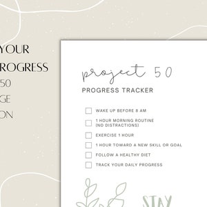 Minimalistic Project 50 Tracker | Project 50 Challenge | digital ...