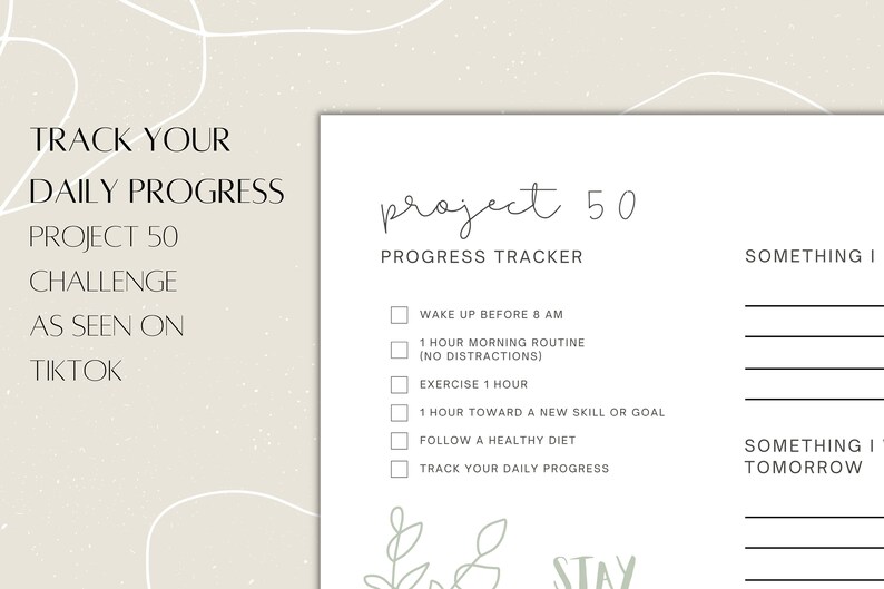 Minimalistic Project 50 Tracker | Project 50 Challenge | digital ...