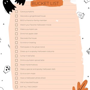 Spooky Halloween Digital BUCKET LIST | Printable Fall Bucket List ...