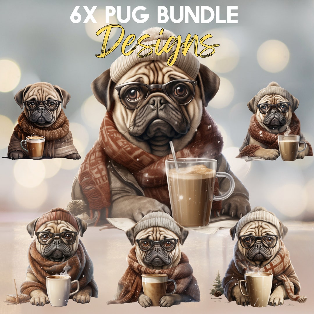 6x Bundle Pug Dog Designs Mom Sublimation POD Bundle Dog Graphics ...