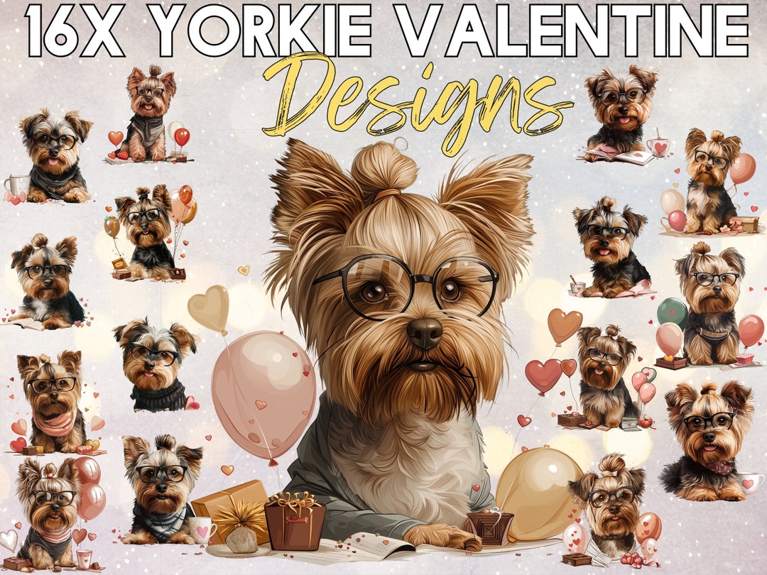 13x Bundle Yorkie Dog Valentines Designs Mom Sublimation POD Bundle Dog ...