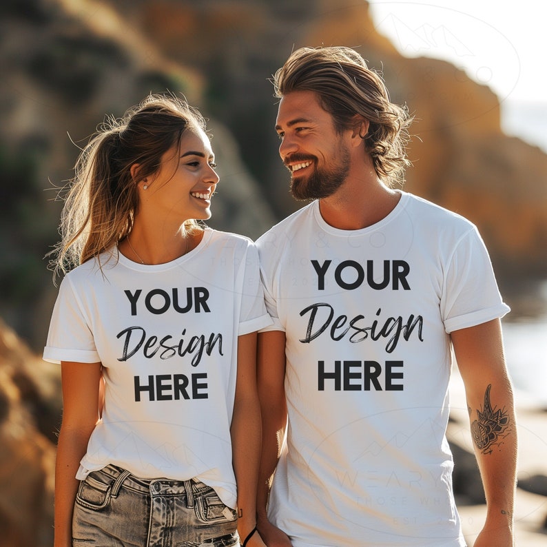 Bella Canvas 3001 Couple Mockups White Tshirt Mockup Valentine Bella