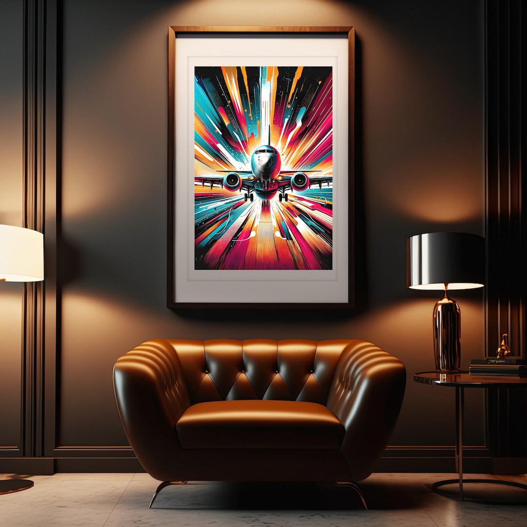 Boeing 737 Poster Wall Art Deco B737 Design Plane Art Airplane Clipart ...