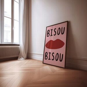Bisou Bisou UNFRAMED Print | French Print Handwritten Print French Kiss ...